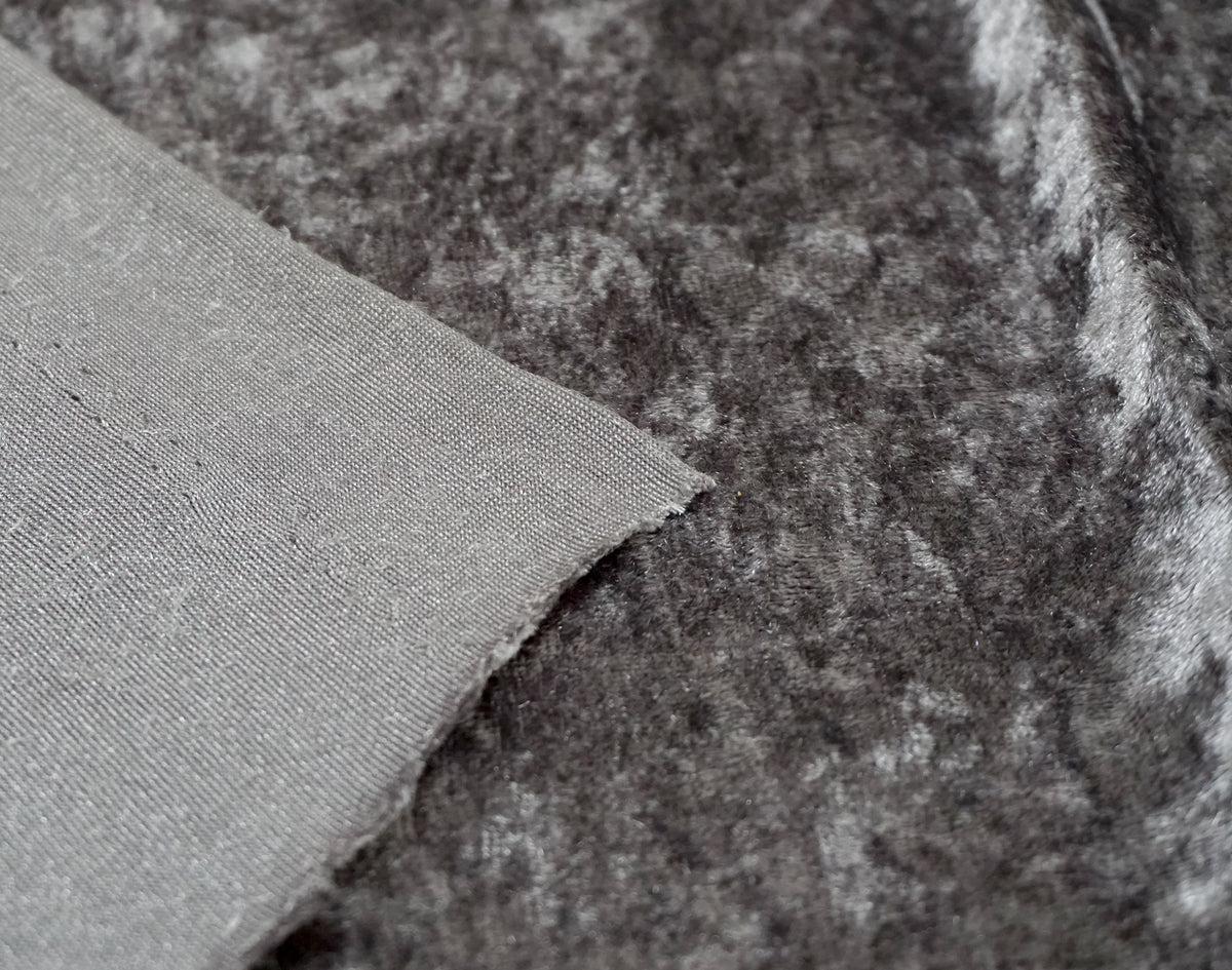 Grey Crushed Velvet Fabric – Velour Material for Crafting | 150cm Wide